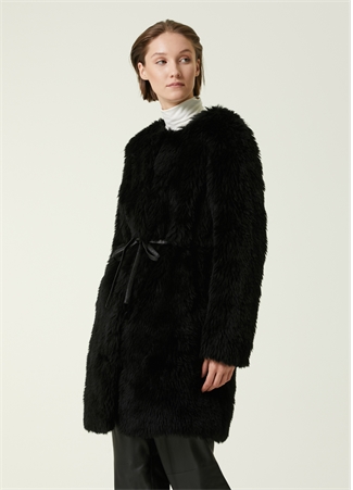 Meteo by Yves Salomon Kadın Siyah Yün Palto 36 FR