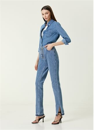 Lol Kadın Gisele Mavi Yırtmaç Detaylı Jean Pantolon 40 Us