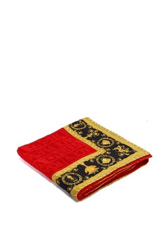 Versace Kırmızı Logo Jakarlı Banyo Havlusu