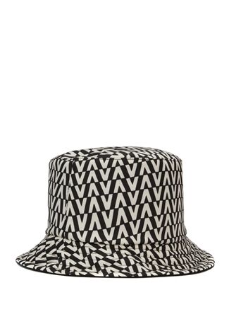 Valentino Garavani Kadın Siyah Beyaz Logo Baskılı Şapka S EU