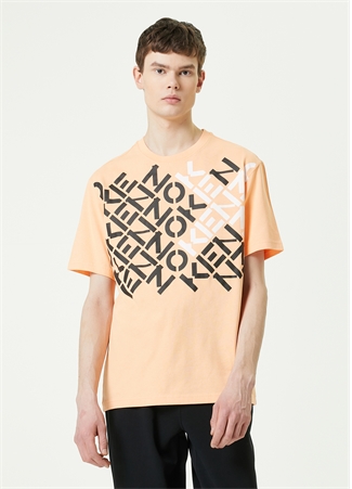 Kenzo Erkek Pembe Logo Desenli T-shirt Turuncu S EU