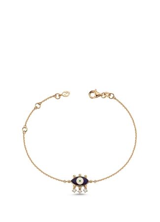 Collection-Selda Jewellery Kadın Göz Detaylı Mineli Altın Rengi Bileklik EU