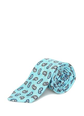 Kiton Erkek Mavi Şal Desenli İpek Kravat EU