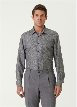 Palzileri Lab Erkek Gri Modern Yaka Mikro Desenli Gömlek 4 IT Palzileri Lab Erkek Gri Modern Yaka Mikro Desenli Gömlek 4 IT