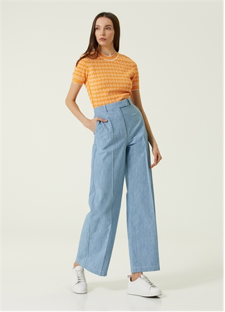 Fendi Kadın Mavi Boru Paça Pantolon 42 IT Fendi Kadın Mavi Boru Paça Pantolon 42 IT