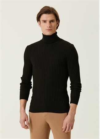 Network Erkek Skinny Fit Siyah Kazak S EU