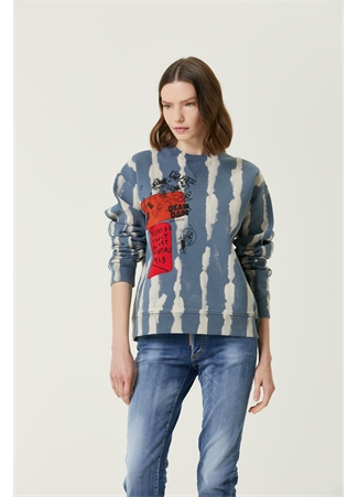 Dsquared2 Kadın Mavi Bej Karışık Desenli Sweatshirt S EU Dsquared2 Kadın Mavi Bej Karışık Desenli Sweatshirt S EU