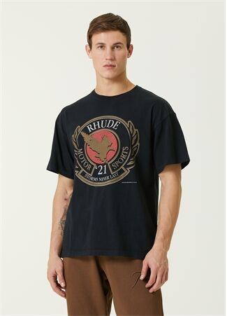 Rhude Erkek Siyah Logo Baskılı T-shirt S EU