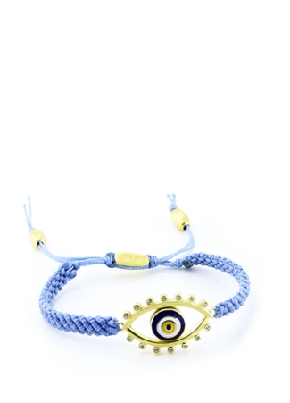 Boga Kadın Nazar Boncuğu Formlu Altın Rengi Kaplama Bileklik Mavi EU