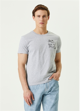 Etro Erkek Gri Bisiklet Yaka Logolu T-shirt S EU Etro Erkek Gri Bisiklet Yaka Logolu T-shirt S EU