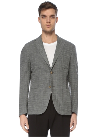 Corneliani Erkek Gri Kazayağı Desenli Yün Ceket 54 IT Corneliani Erkek Gri Kazayağı Desenli Yün Ceket 54 IT