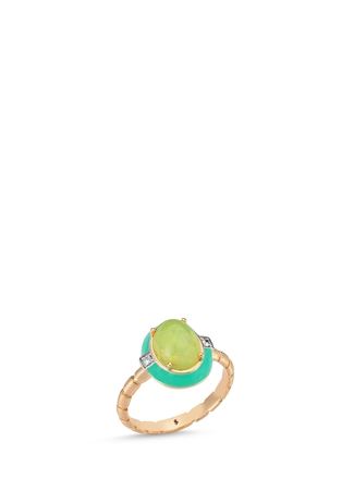 Collection-Selda Jewellery Kadın Sarı Mavi Oval Taşlı Altın Rengi Yüzük EU Collection-Selda Jewellery Kadın Sarı Mavi Oval Taşlı Altın Rengi Yüzük EU