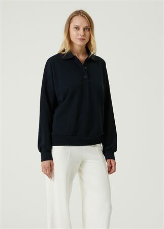 The Row Kadın Lacivert Polo Yaka Triko M EU