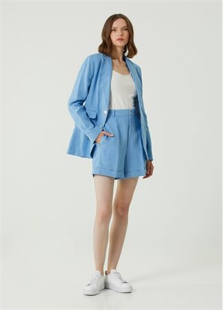 Polo Ralph Lauren Kadın Mavi Yüksek Bel Keten Şort 8 US Polo Ralph Lauren Kadın Mavi Yüksek Bel Keten Şort 8 US