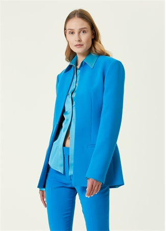 The Attico Kadın Turkuaz Bisiklet Yaka Ceket Mavi 40 IT