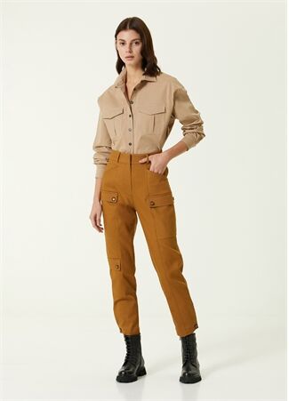 Network Kadın Regular Fit Camel Pantolon Kahverengi 42 EU
