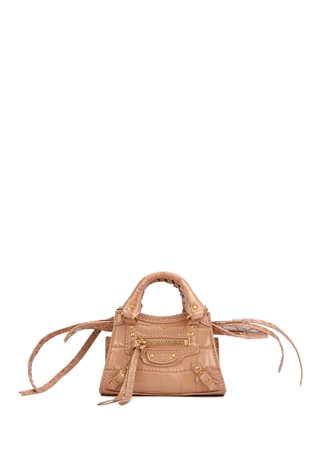 Balenciaga Kadın Neo Classic Super Nano Deri Omuz Çantası Pembe EU