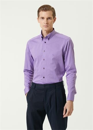Etro Erkek Lila Polo Yaka Gömlek Mor 39 IT