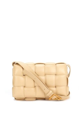 Bottega Veneta Kadın Bej Örgü Dokulu Deri Omuz Çantası EU