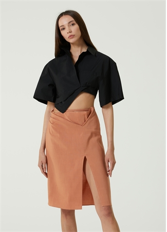 Jacquemus Kadın Siyah Asimetrik Kesim Crop Gömlek 34 FR