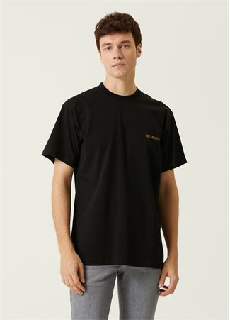 VETEMENTS Erkek Siyah Logo Detaylı T-shirt S EU