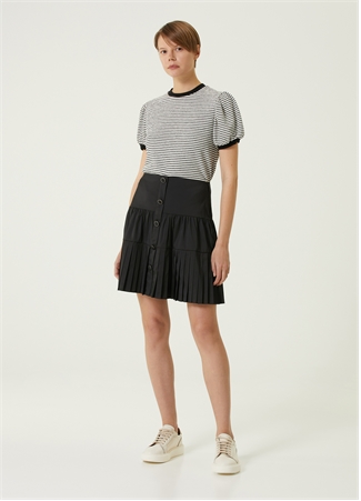 Beymen Club Kadın Siyah Pilili Mini Tafta Etek 34