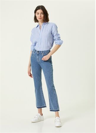 Red Valentino Kadın Mavi Flare Jean Pantolon 40 It