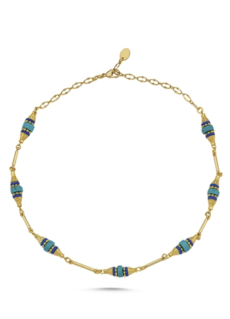 Berrin Özkan Kadın Madrid Gold Mavi Boncuklu Kolye EU Berrin Özkan Kadın Madrid Gold Mavi Boncuklu Kolye EU