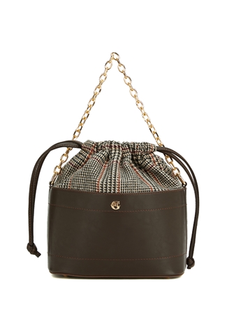 George Hogg Kadın Kahverengi Ekoseli Omuz Çantası Eu