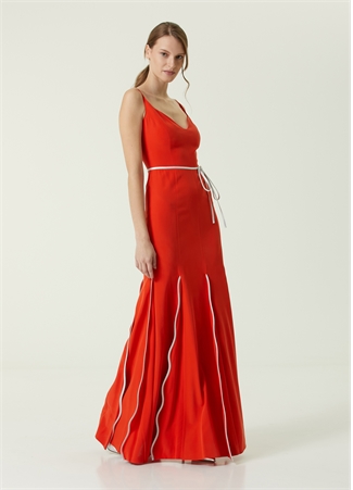 Filiarmi Kadın Cindy Turuncu Beyaz Maksi İpek Abiye Elbise 36 EU Filiarmi Kadın Cindy Turuncu Beyaz Maksi İpek Abiye Elbise 36 EU