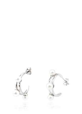 Lulu Jewelery Kadın Chelsea Pearl Silver Gümüş Rengi Küpe Gri EU Lulu Jewelery Kadın Chelsea Pearl Silver Gümüş Rengi Küpe Gri EU