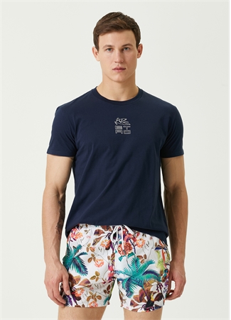 Etro Erkek Lacivert Bisiklet Yaka Logolu T-shirt S EU Etro Erkek Lacivert Bisiklet Yaka Logolu T-shirt S EU