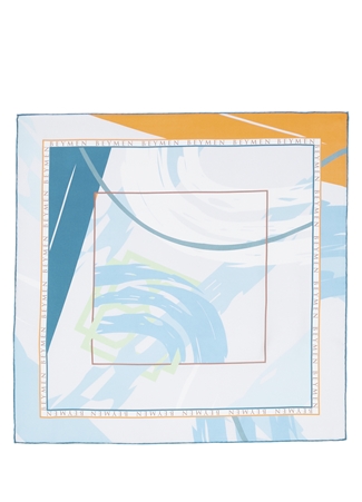 Beymen Kadın Geo Beach 70x70 cm Twill İpek Eşarp Mavi EU