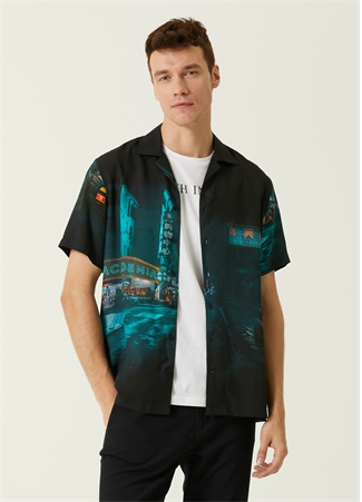 Academia Erkek Siyah Hawaii Baskılı Apaç Yaka Gömlek XS EU Academia Erkek Siyah Hawaii Baskılı Apaç Yaka Gömlek XS EU