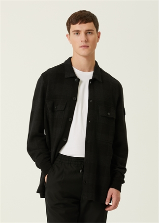 Boss Erkek Siyah Ekose Desenli Triko Gömlek XL EU Boss Erkek Siyah Ekose Desenli Triko Gömlek XL EU