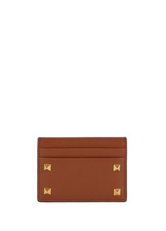 Valentino Garavani Erkek Rockstud Taba Deri Kartlık Turuncu EU Valentino Garavani Erkek Rockstud Taba Deri Kartlık Turuncu EU
