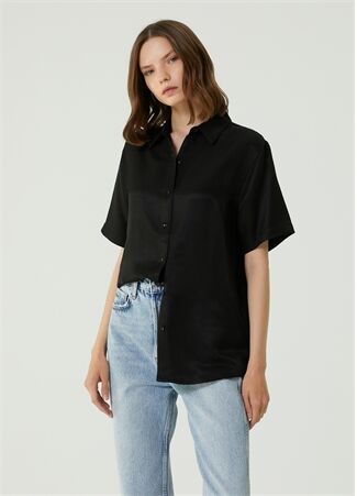 Anine Bing Kadın Siyah Kısa Kol Gömlek S EU