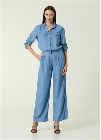 Deep Six Jeans Kadın Palazzo Fit Mavi Pilili Jean Pantolon 25 US Deep Six Jeans Kadın Palazzo Fit Mavi Pilili Jean Pantolon 25 US