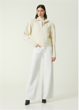 Magda Butrym Kadın Wide Leg Flare Beyaz Jean Pantolon Bej 34 FR Magda Butrym Kadın Wide Leg Flare Beyaz Jean Pantolon Bej 34 FR