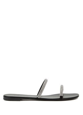 Giuseppe Zanotti Kadın Siyah Taşlı Bantlı Deri Terlik 36 EU Giuseppe Zanotti Kadın Siyah Taşlı Bantlı Deri Terlik 36 EU