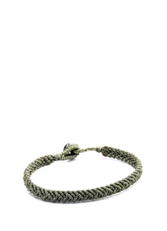 Kayra Khan Erkek Braided Bej Dokulu Gümüş Rengi Bileklik EU