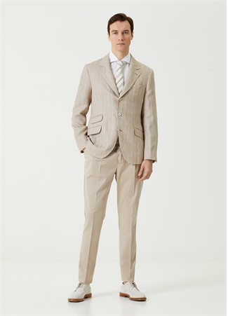 Brunello Cucinelli Erkek Bej Pili Detaylı Pantolon 54 IT Brunello Cucinelli Erkek Bej Pili Detaylı Pantolon 54 IT
