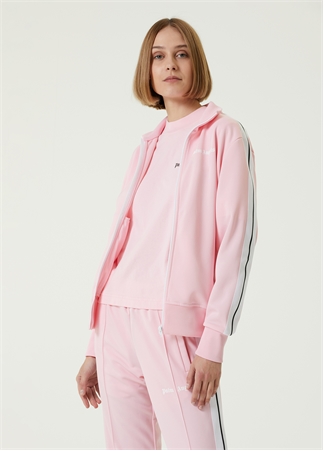 Palm Angels Kadın Pembe Dik Yaka Fermuarlı Şeritli Sweatshirt S EU