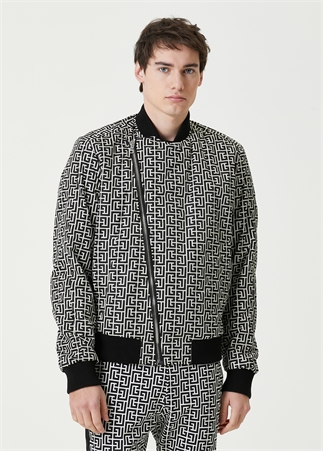 Balmain Erkek Siyah Beyaz Logo Desenli Mont 54 IT Balmain Erkek Siyah Beyaz Logo Desenli Mont 54 IT