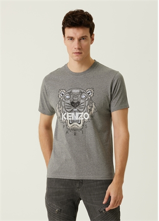 Kenzo Erkek Gri Logo Baskılı T-shirt S EU