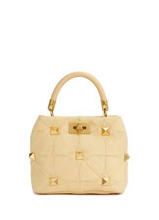 Valentino Garavani Kadın Bej Kapitone Dokulu Çanta EU