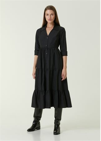 Beymen Club Kadın Antrasit Taşlı Midi Gömlek Elbise Gri 34