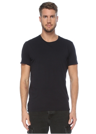 American Vintage Erkek Lacivert Bisiklet Yaka Basic T-shirt S EU