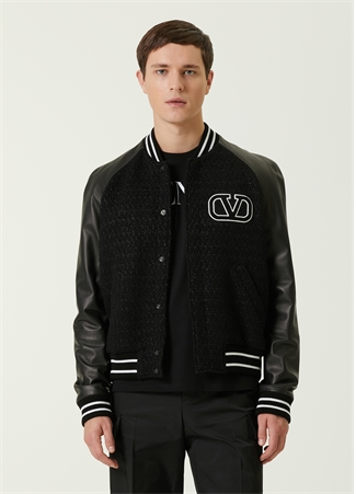 Valentino Erkek Siyah Logo Detaylı Garnili Bomber Mont 50 IT Valentino Erkek Siyah Logo Detaylı Garnili Bomber Mont 50 IT