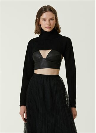 Red Valentino Kadın Siyah Balıkçı Yaka Yün Kazak S EU